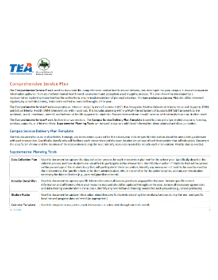 Comprehensive Service Plan - Texas School Mental Health