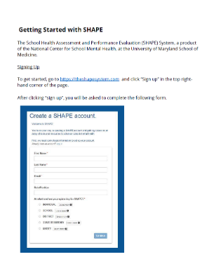 Getting Started with SHAPE - Texas School Mental Health