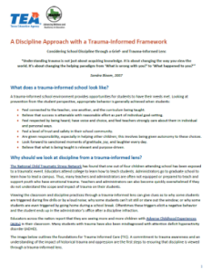 Trauma Informed Care Discipline Considerations - Texas School Mental Health