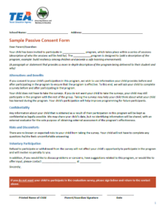 Sample Passive Consent - Texas School Mental Health