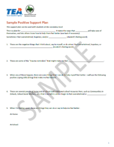 Sample Positive Support Plan - Texas School Mental Health